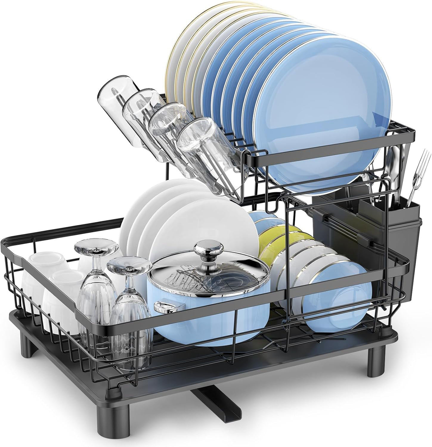 AZOPIR Dish Drying Rack Space Saving & Durable Rust-Proof Large 2 Tier ...
