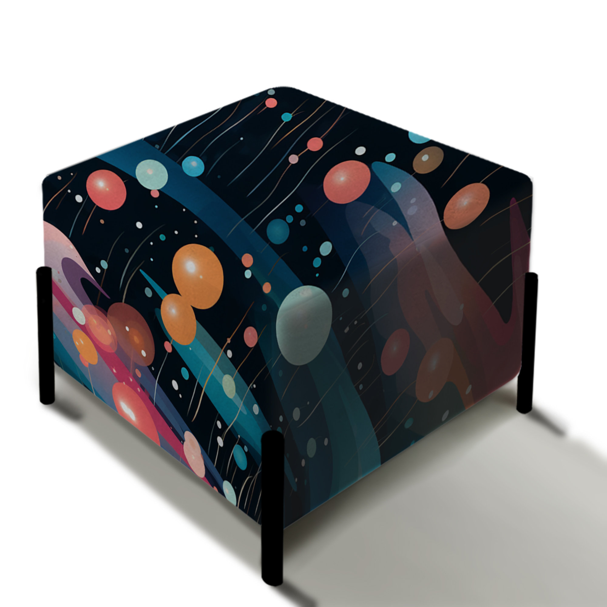 Design Art Mystic Cosmos Polka Dots Pattern - Polka Dots Square Ottoman ...