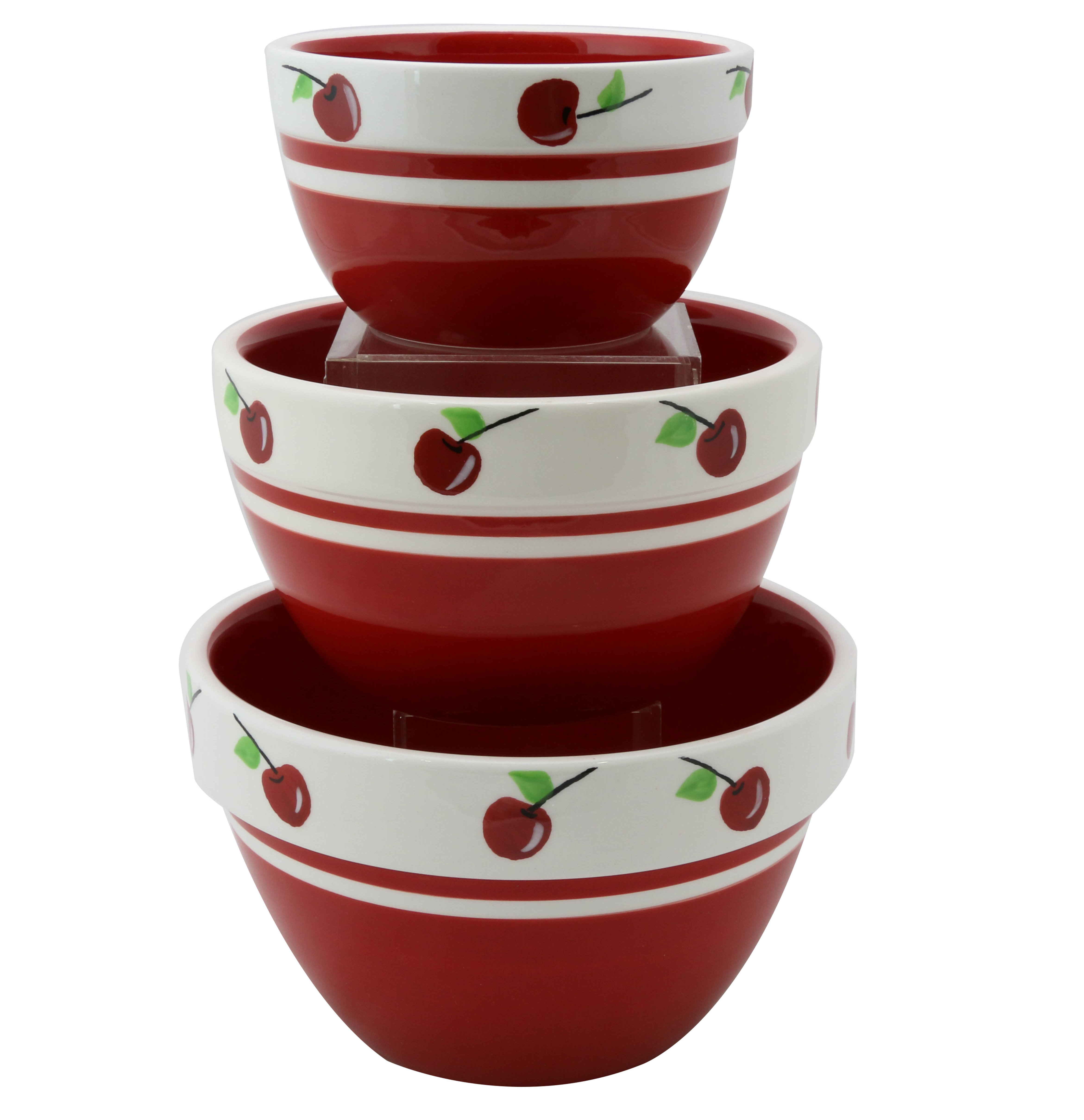 Grace's Tea Ware Hand Painted Nested 3 Piece Ceramic Mixing Bowl Set ...