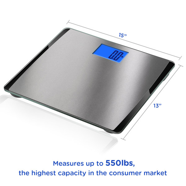 EatSmart Precision 550 Pound Extra-High Capacity Digital Bathroom Scale ...
