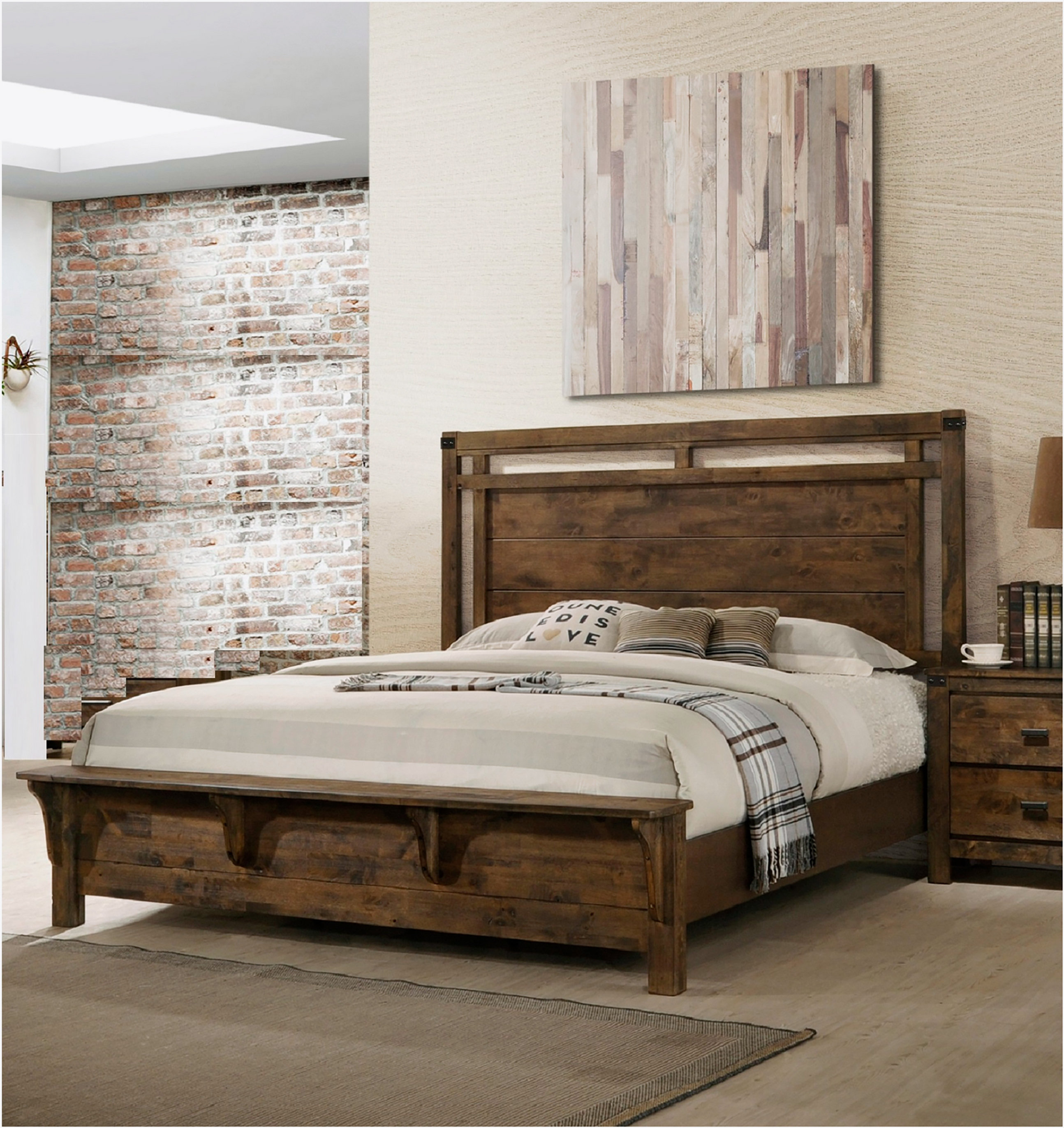 Red Barrel Studio 1pc Rustic Industrial Style Brown Finish Queen Size ...