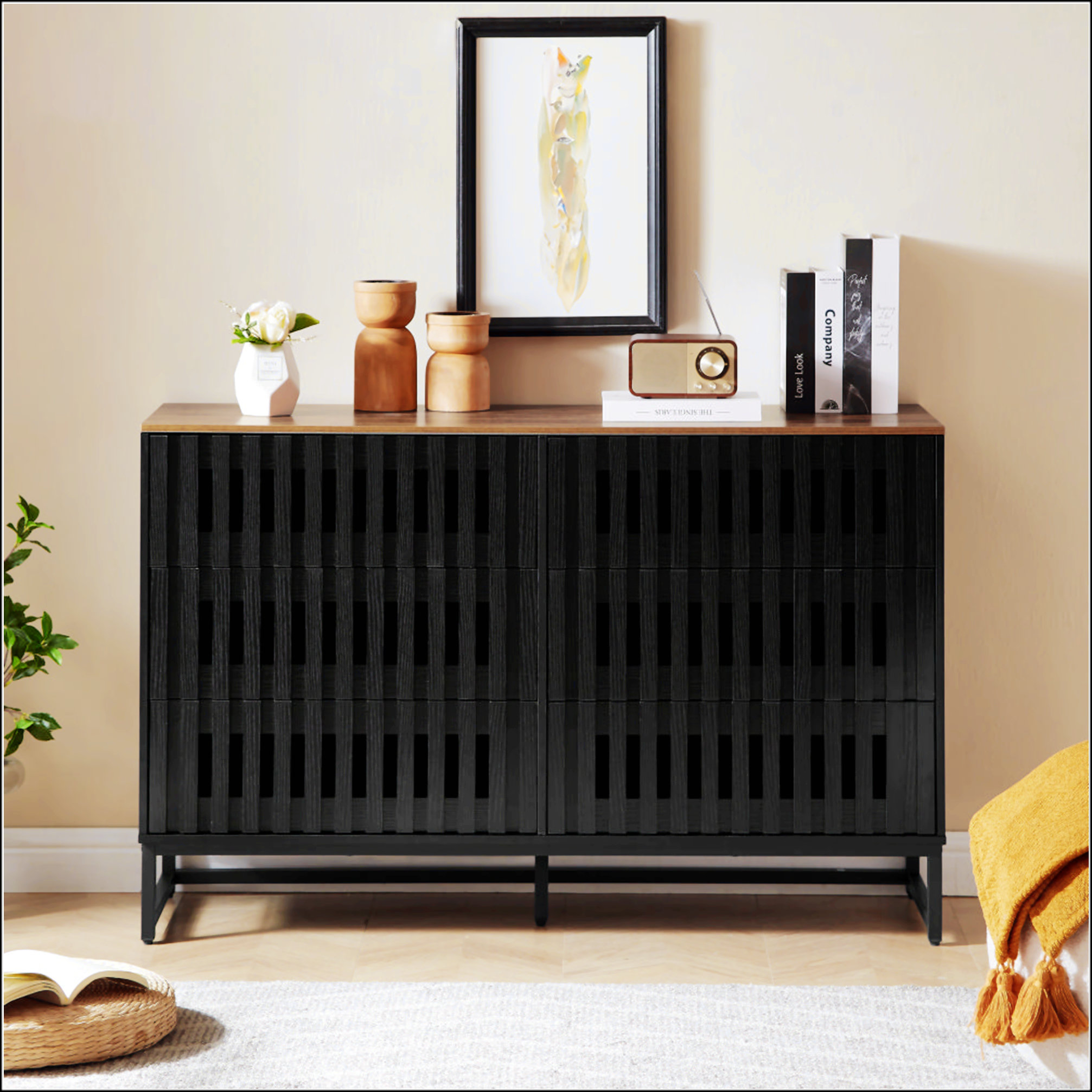 Latitude Run® 6 Drawer Double Dresser With Slatted Grille Striped ...