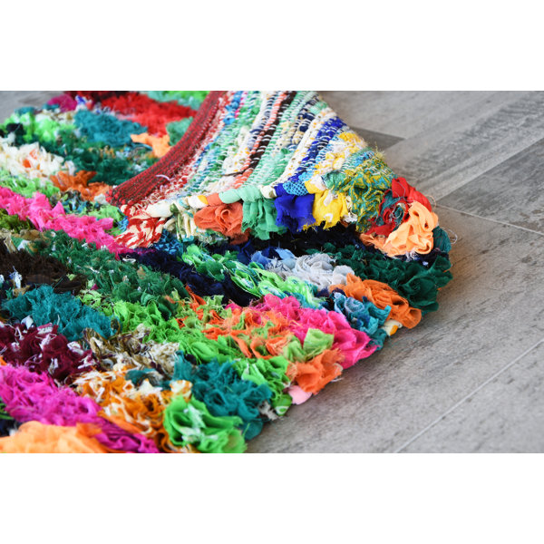 Ebern Designs Abstract Handmade Shag Multicolor Area Rug | Wayfair