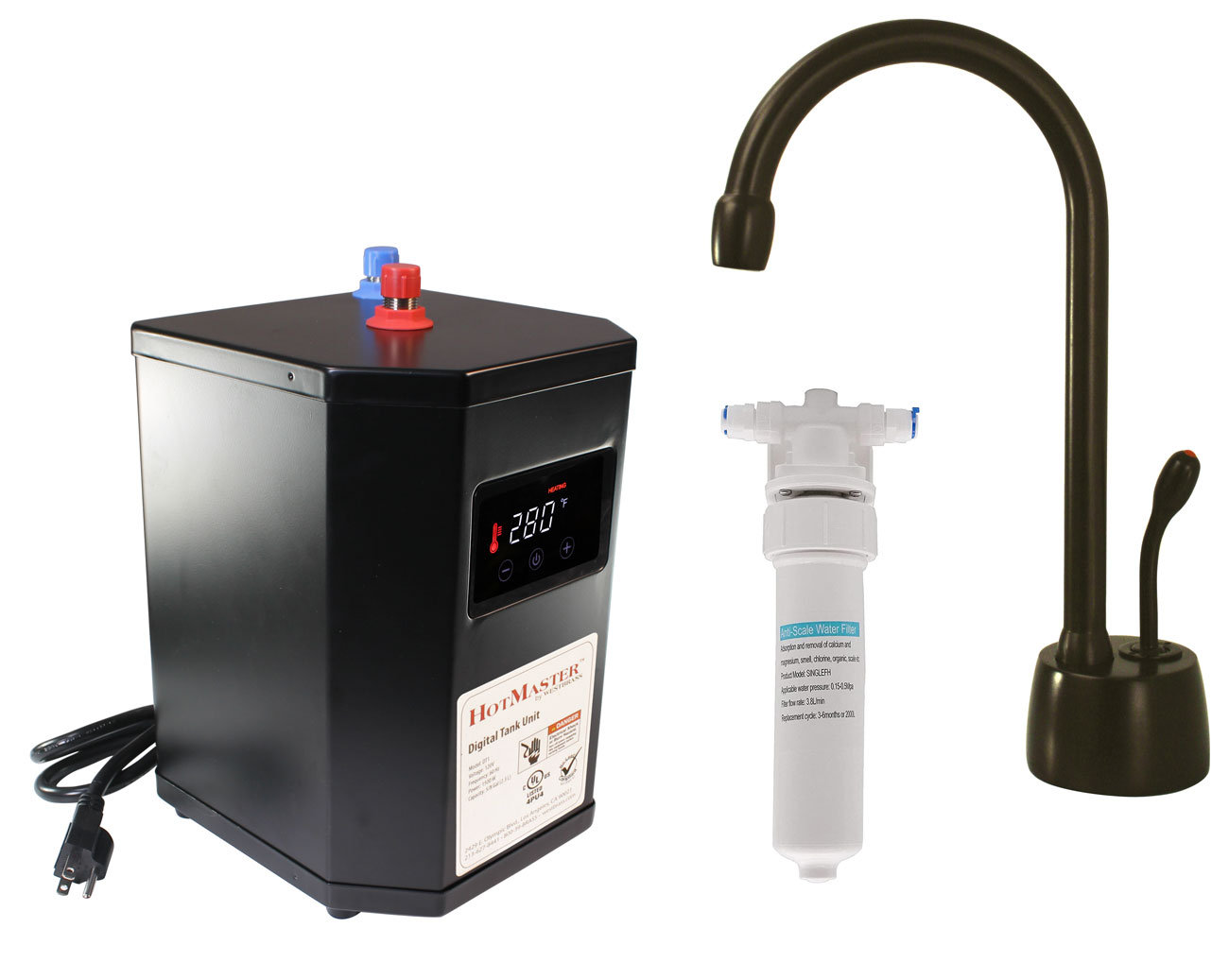 Westbrass Develosah 9" 1-Handle Hot Water Dispenser Faucet with Digital ...