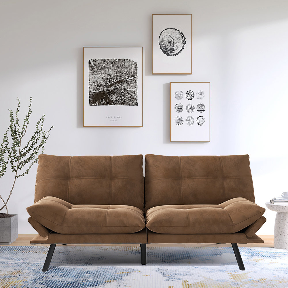 Latitude Run® Debara 70.5'' Upholstered Sofa, Memory Foam Futon Couch ...