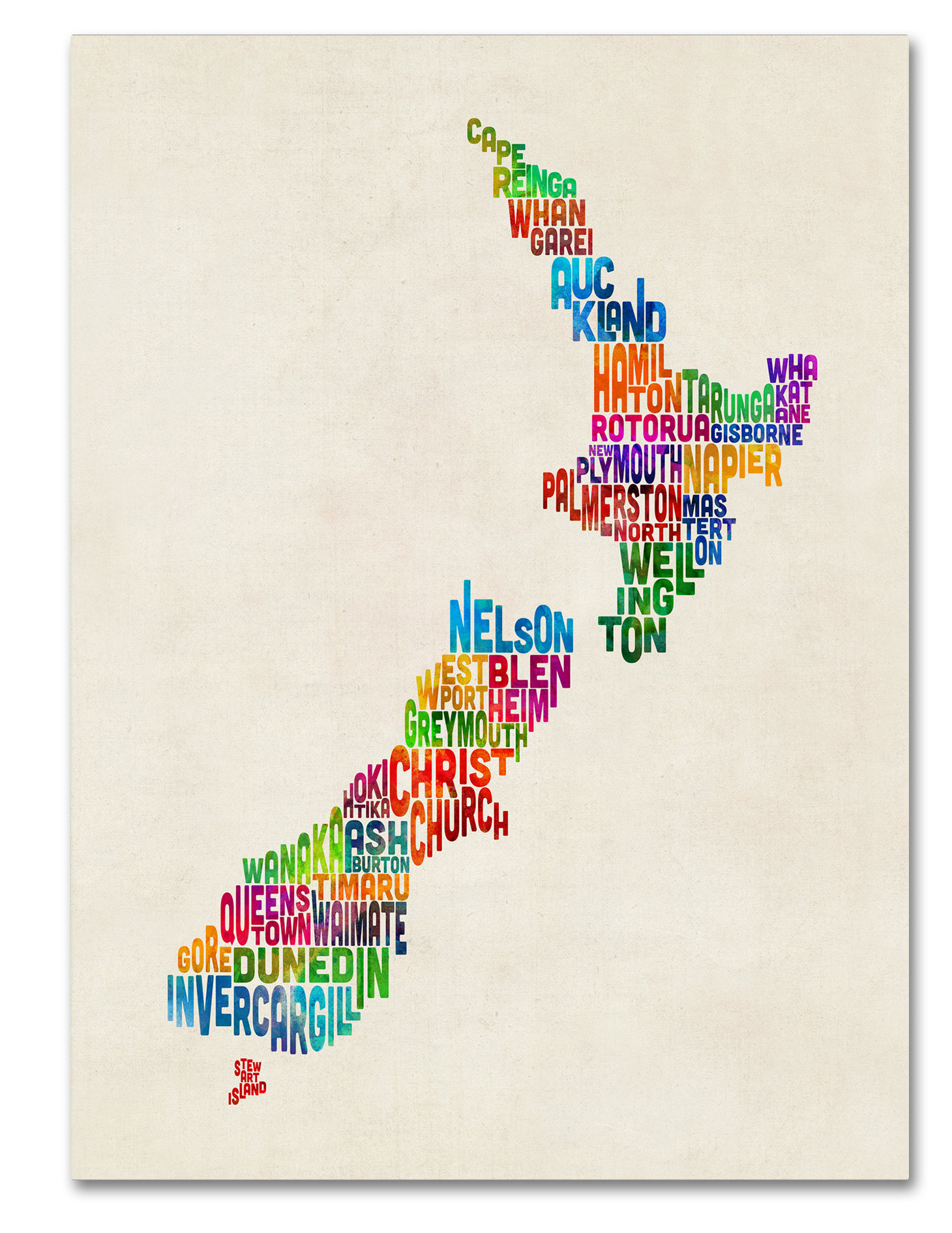 Ivy Bronx 'New Zealand Typography Map' Graphic Art on Wrapped Canvas ...