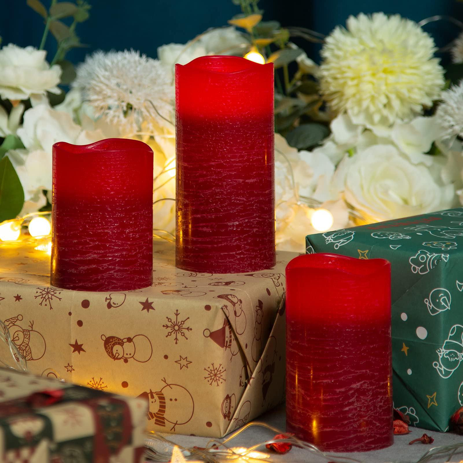 Symple Stuff Set of 3 Red Flameless LED Pillar Candles | Wayfair