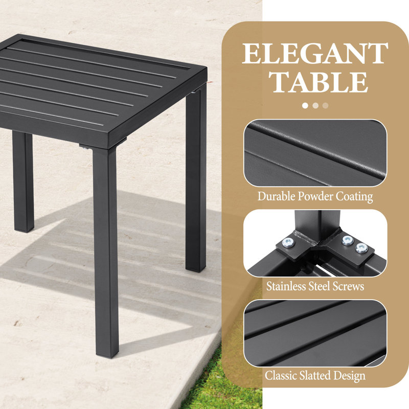 Ebern Designs Outdoor Metal Square Side Table | Wayfair