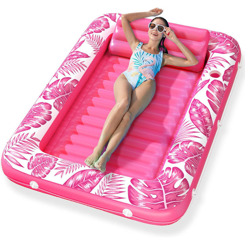 JASODI Inflatable Tanning Pool Lounger Float -4 in 1 Sun Tan Tub Sunbathing Pool Lounge Raft ...