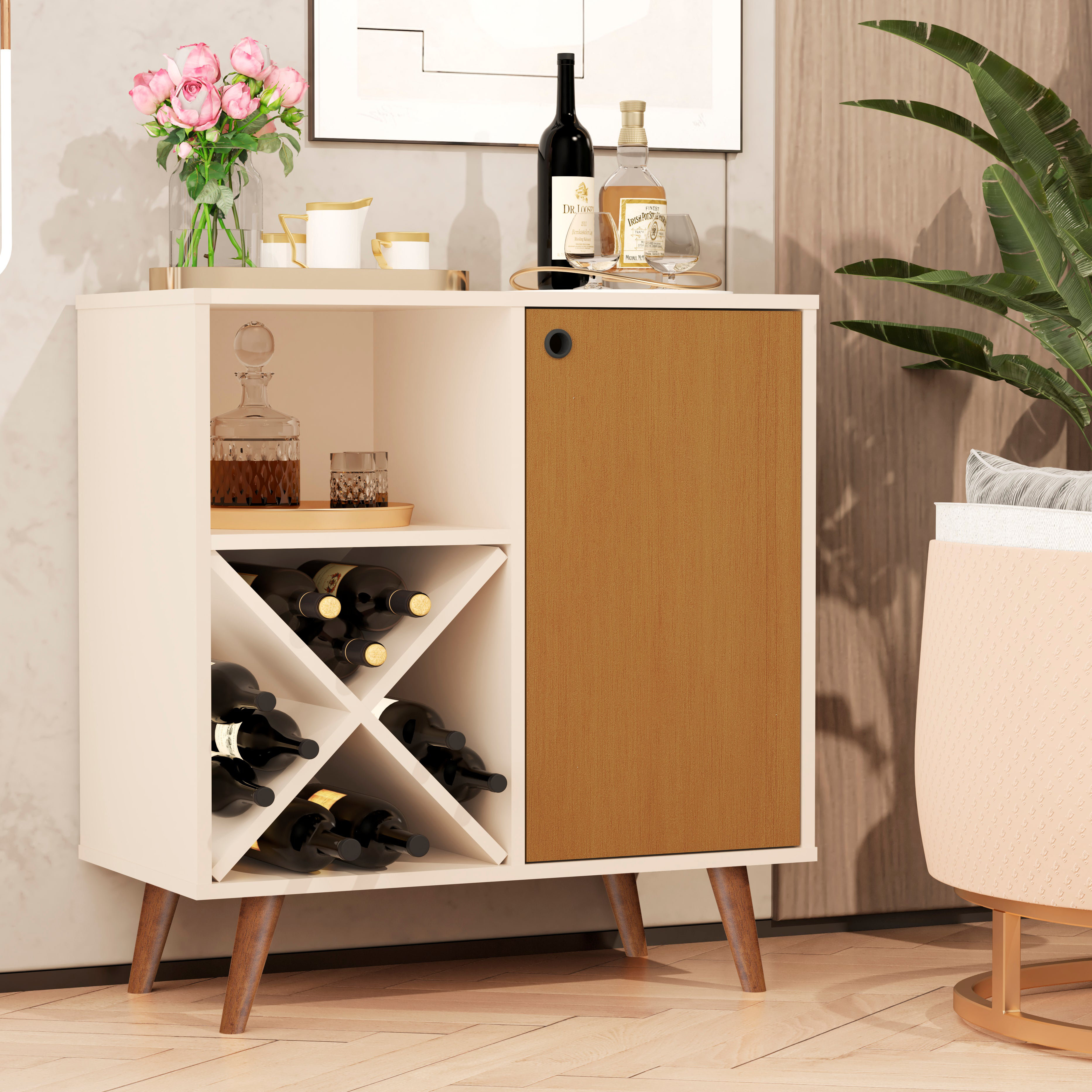 Boahaus LLC Boahaus Reading Accent Bar Cabinet with Wine Rack and ...