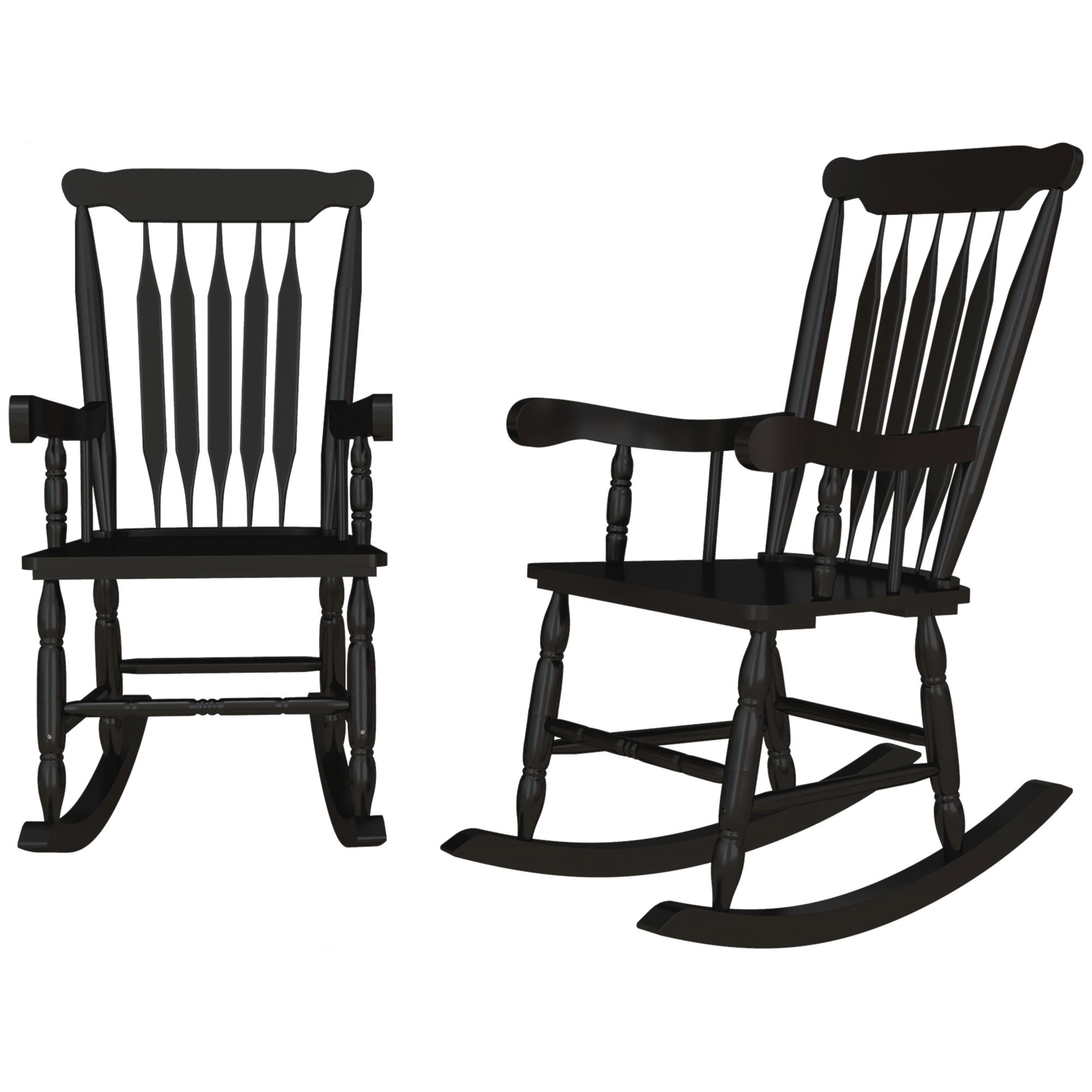 Rosalind Wheeler Outsunny Outdoor Wood Rocking Chairs Set Of 2, 350 Lbs ...