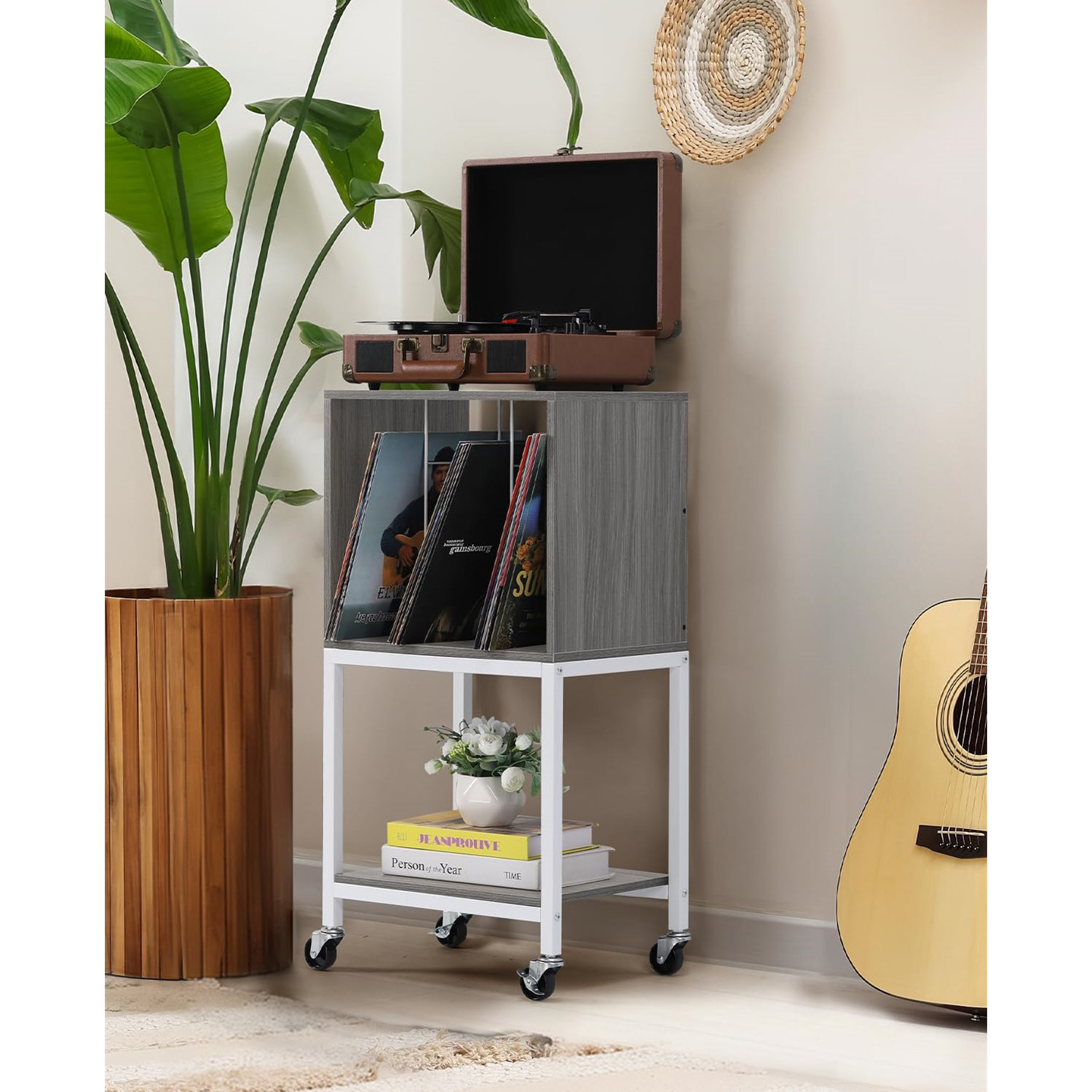 Ebern Designs Grey Record Player Table | Wayfair