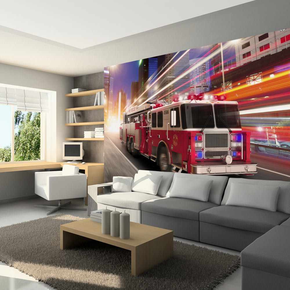 East Urban Home Fire Truck Wall Mural | Wayfair