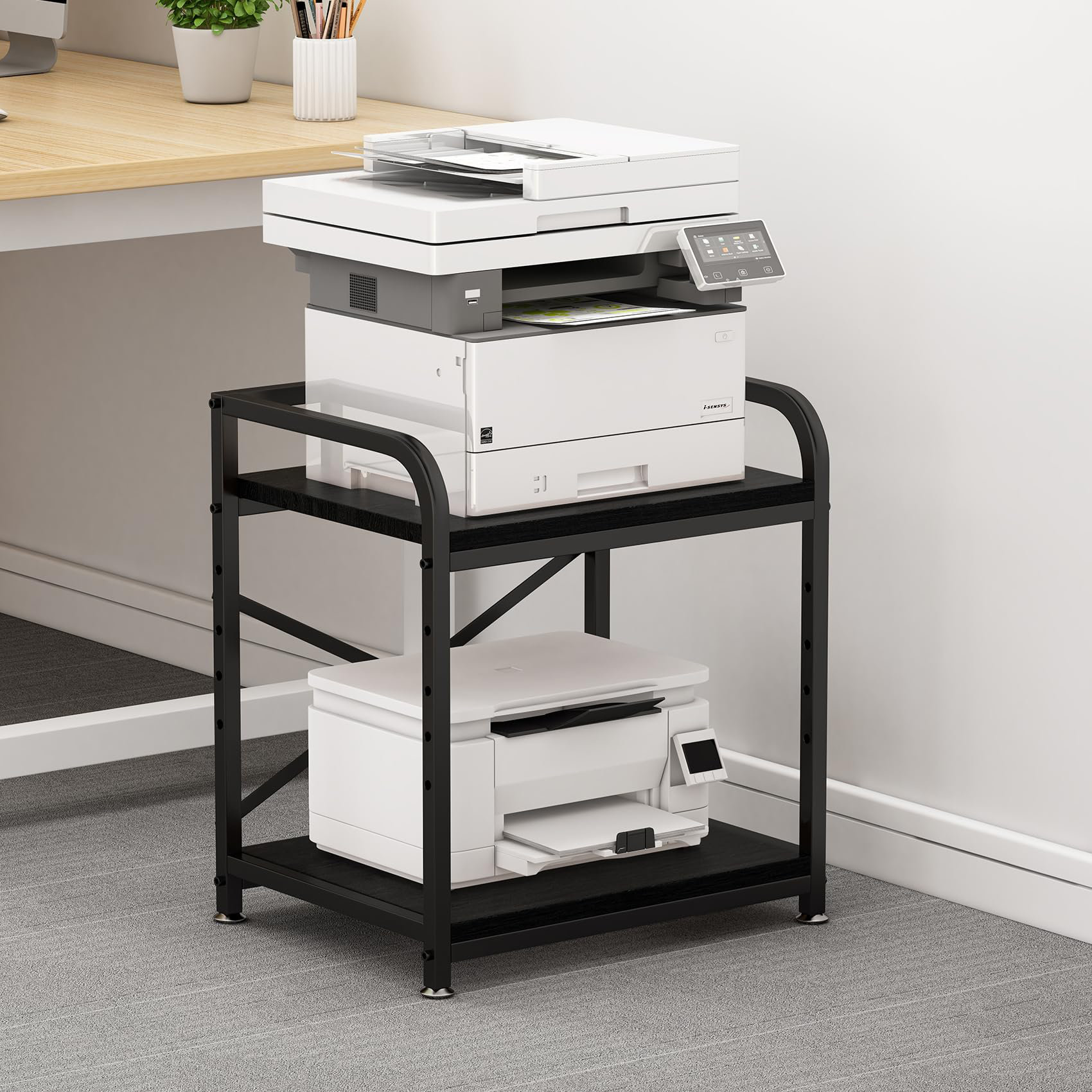 YIXIAOSHANGMAO Large Two-Tier Printer Stand With Storage, Rolling ...