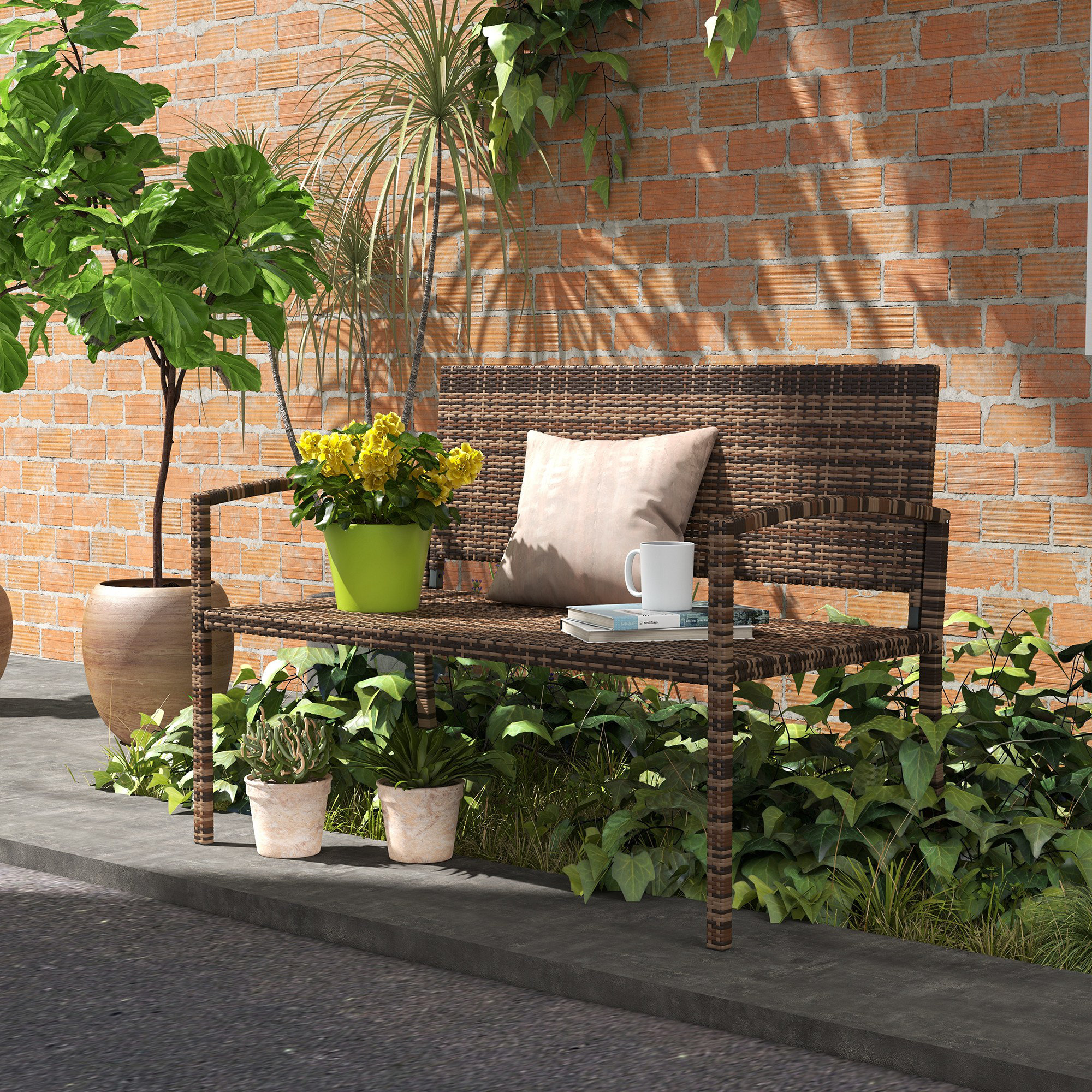 Winston Porter Olesja Wicker Outdoor Bench Lounge Chair - Wayfair Canada