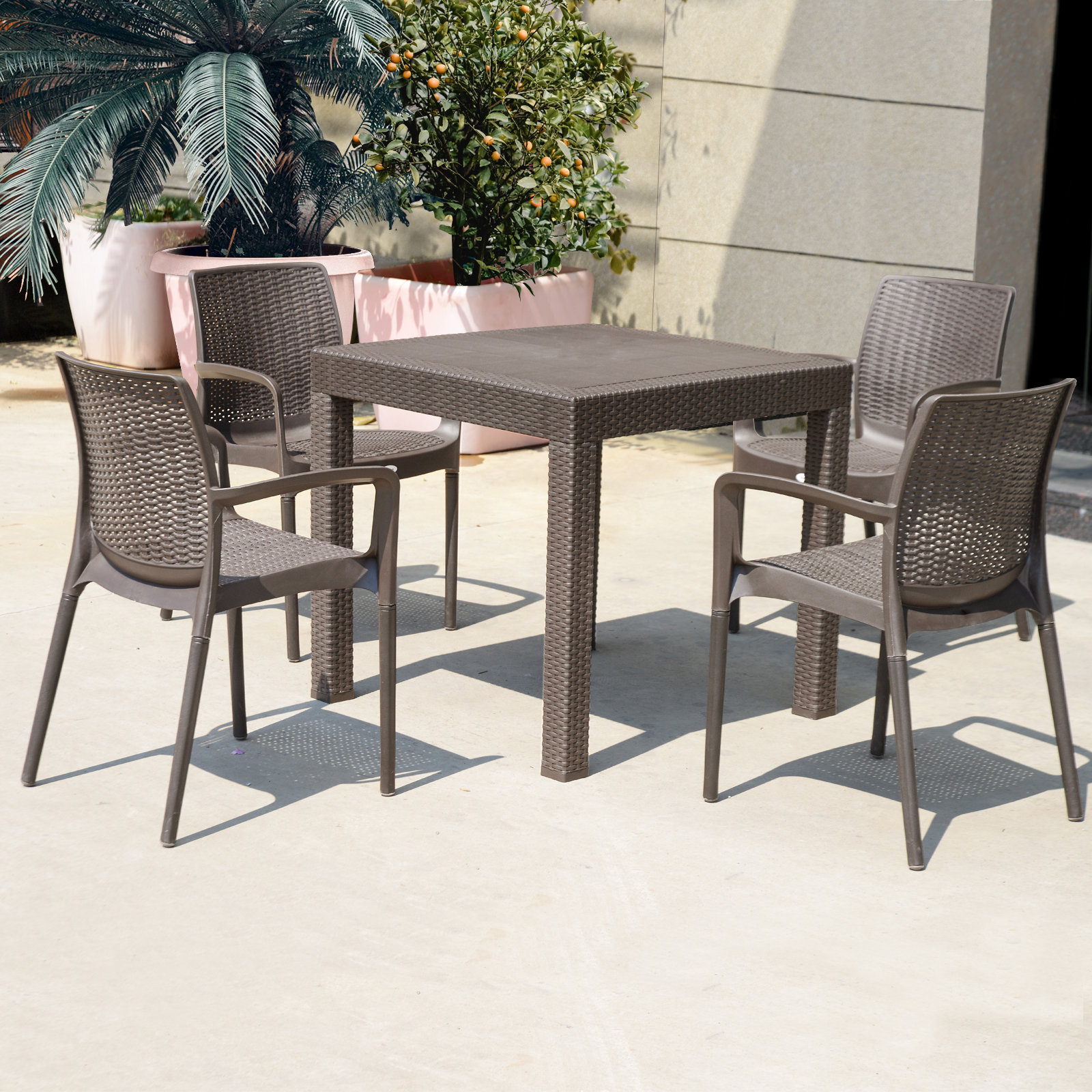 Brayden Studio® Davlat 4-Person Square Outdoor Dining Set with Table ...