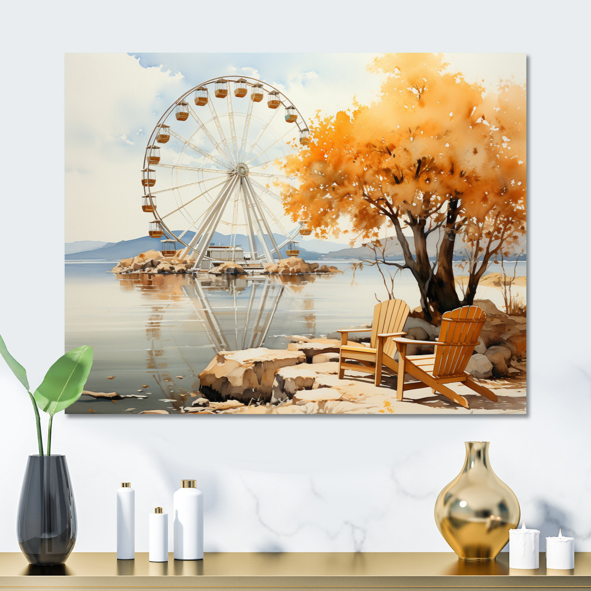 Winston Porter Orange Ferris Wheel Nostalgic Delight - Amusement Parks ...