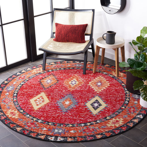 Red Round Outdoor Rugs You'll Love | Wayfair