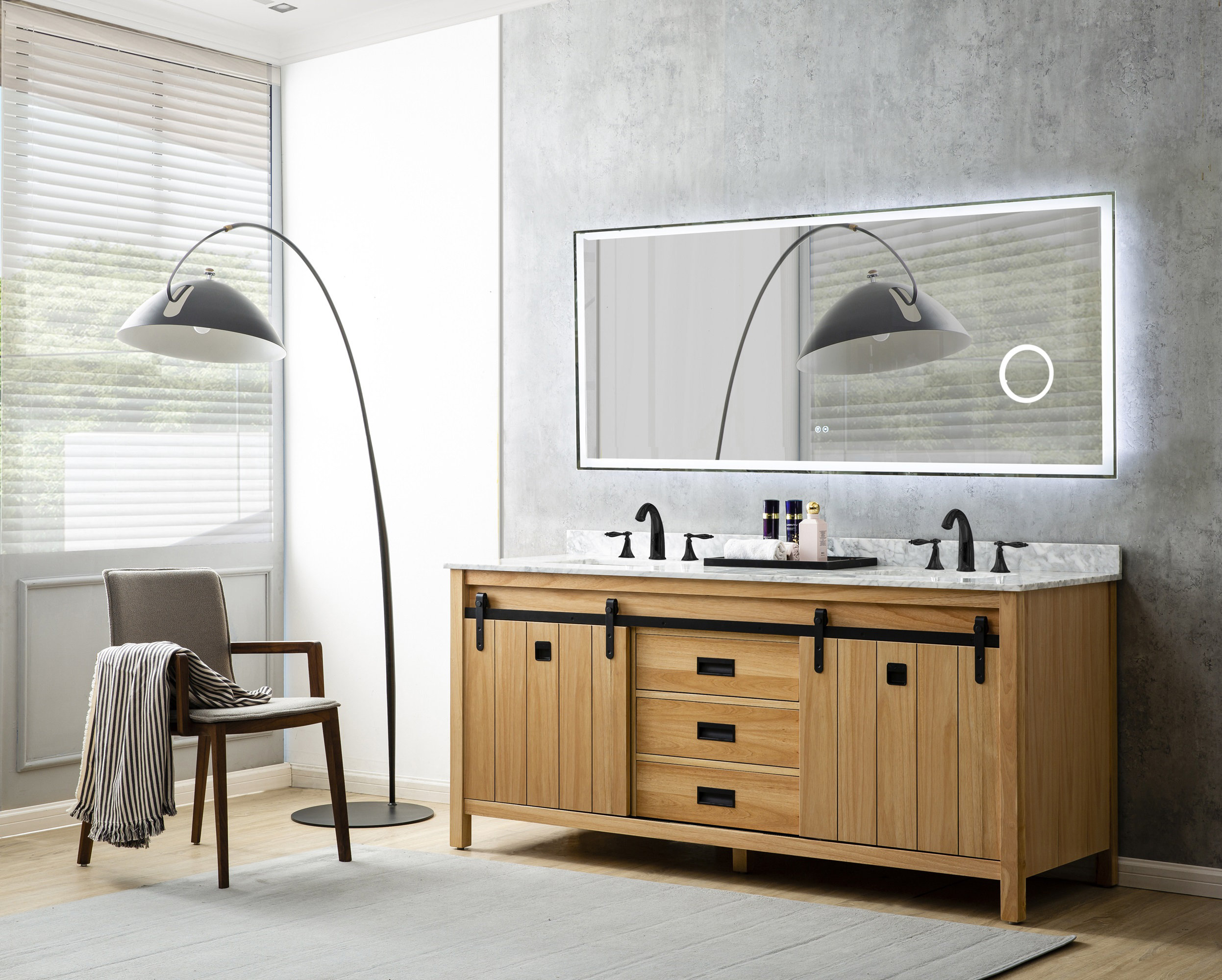 Hokku Designs Malanna 72'' Double Bathroom Vanity with Marble Top with ...