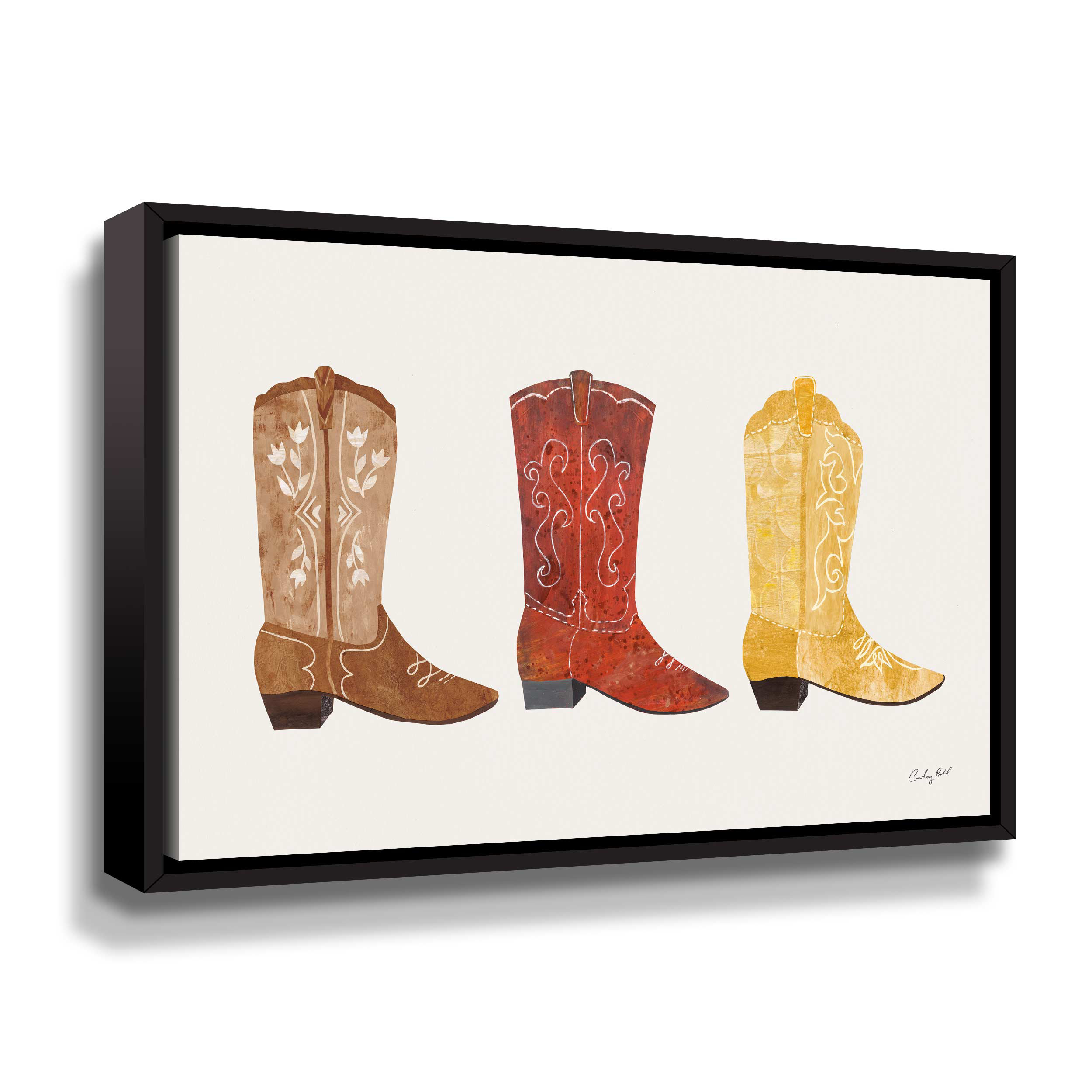 Winston Porter Western Cowgirl Boot VII Gallery Wrapped Floater-Framed ...