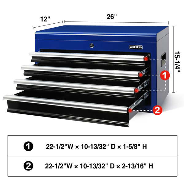 WORKPRO 4-Drawer Tool Chest, 26-Inch Metal Tool Storage Cabinet ...