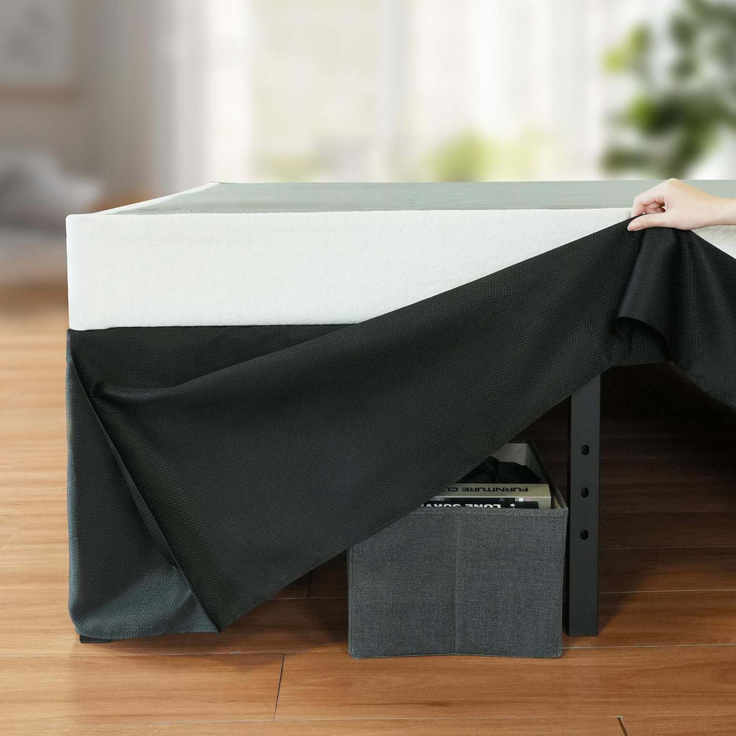 BEFIHO Twin Bed Skirt, 18 Inch Tailored Drop Bed Frame Cover, Pleated ...