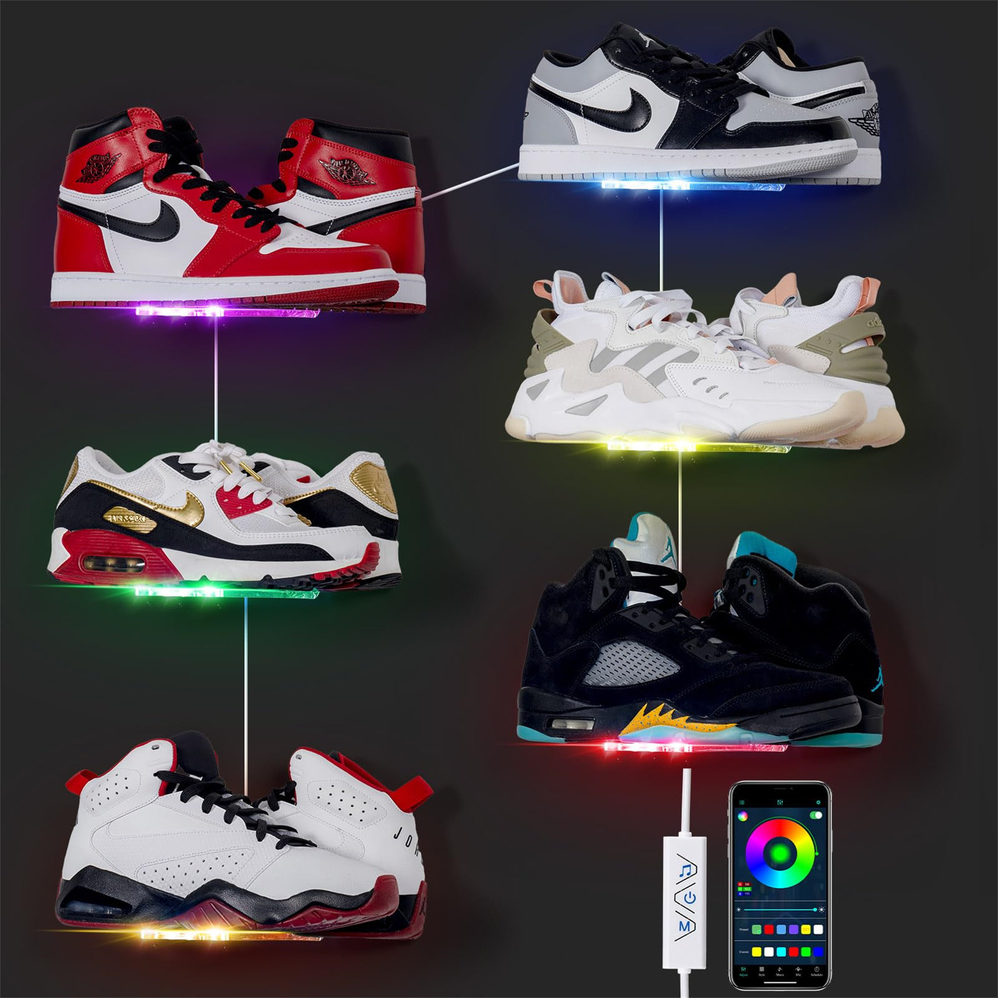 Rebrilliant Floating Shoe Display 6-Pack With Remote And App Controls ...