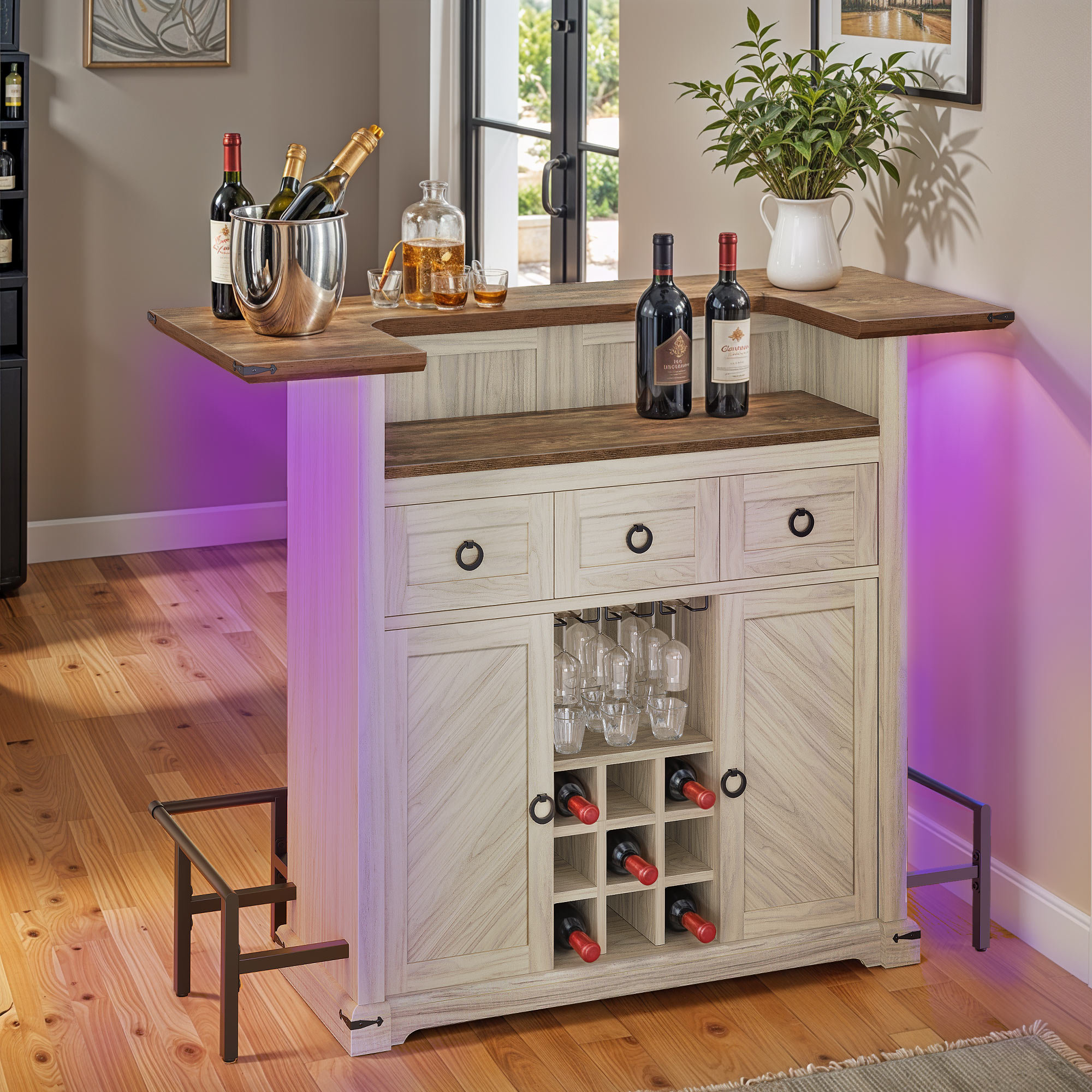 Breakwater Bay Afschin 55.1'' Home Bar Cabinet With LED Light & Reviews ...