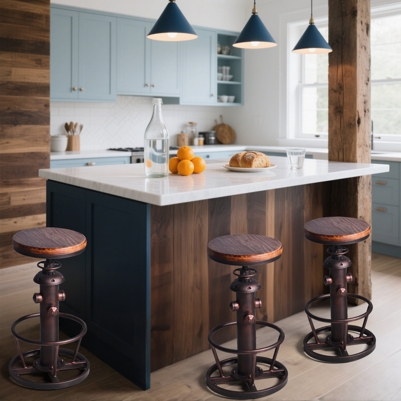 Williston Forge Set Of 3 Antique Industrial Round Bottom Adjustable ...