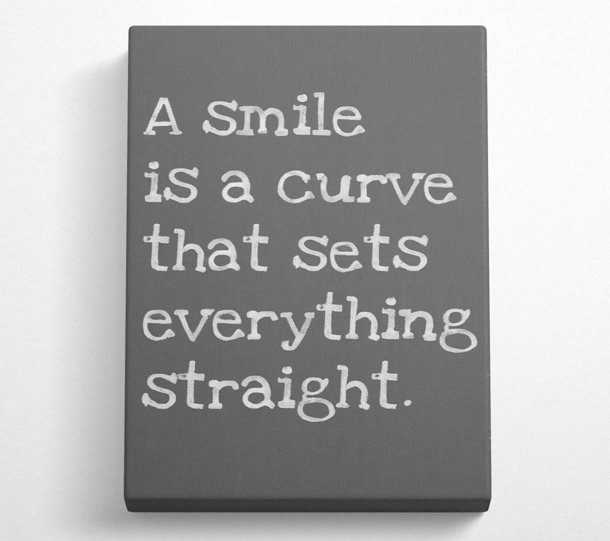 Happy Larry Motivational Quote Smile Is A Curve Grey - Wrapped Canvas ...