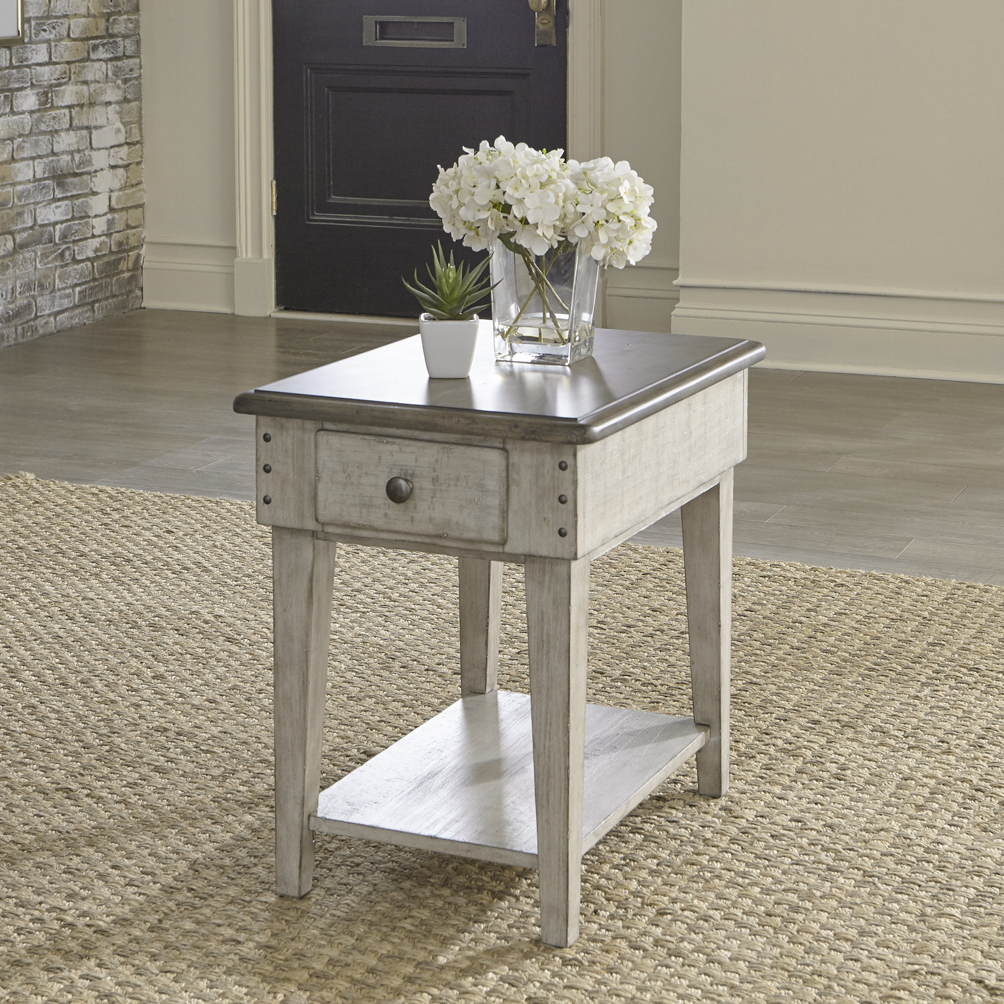 Dynoson Ivy Hollow Drawer Chair Side Table | Wayfair