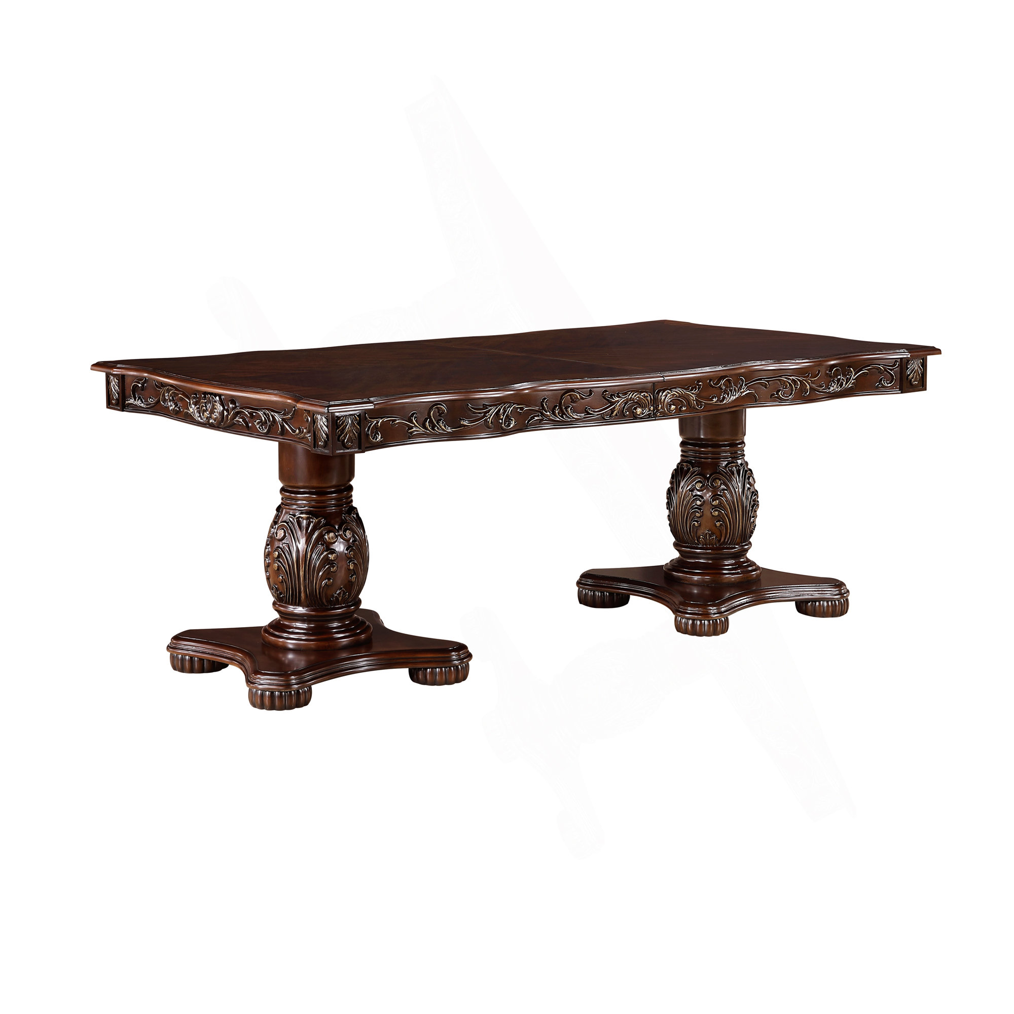 Wentygam Traditional Style Dining Table With Extension Leaves Cherry ...
