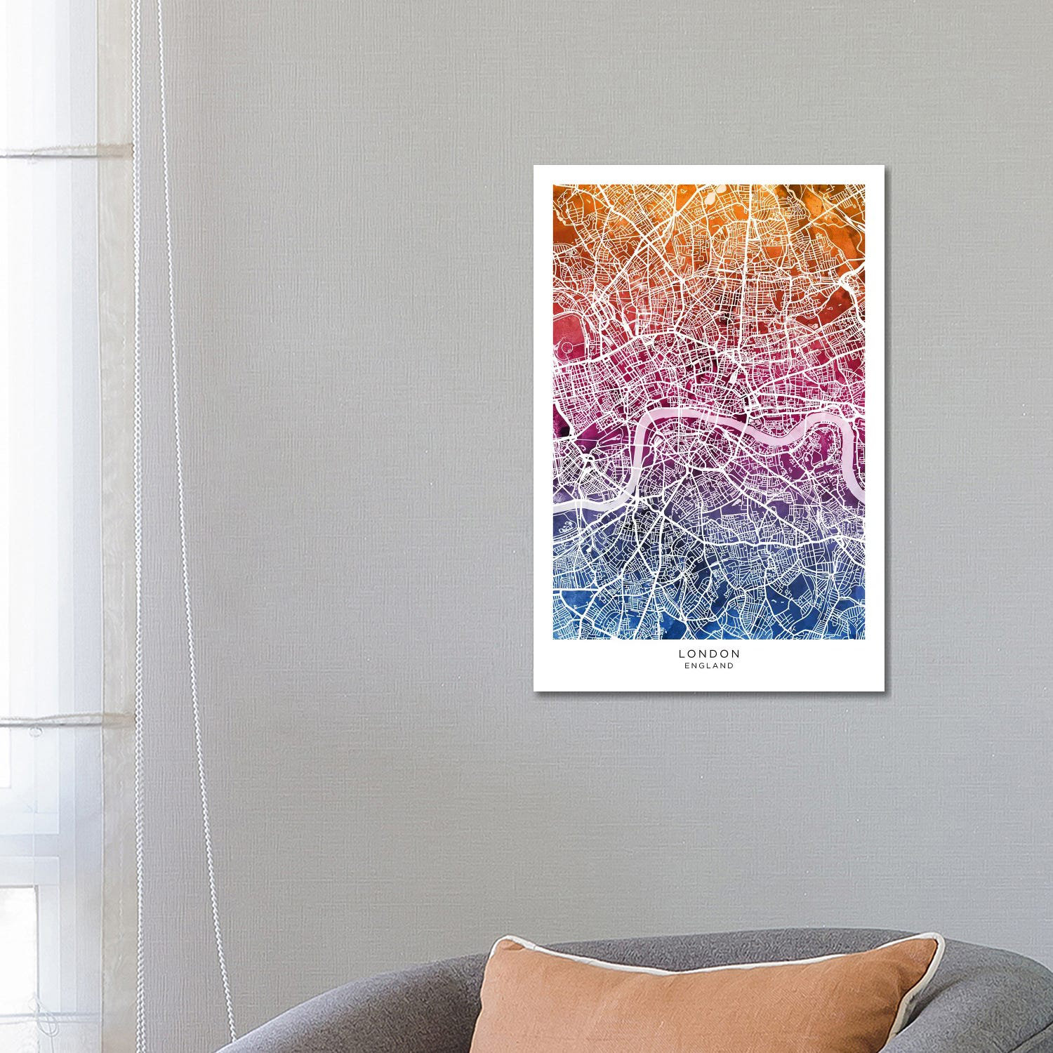 Ivy Bronx London Map Bluepink | Wayfair.co.uk