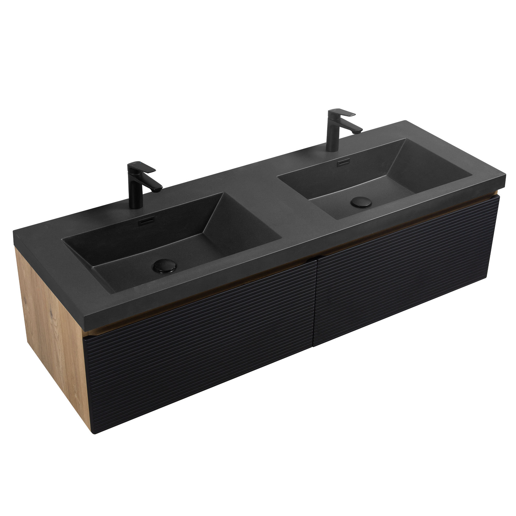 OPVANDE 60 Inch Fully Assembled Double Floating Bathroom Vanity With Solid Surface Sink | Wayfair