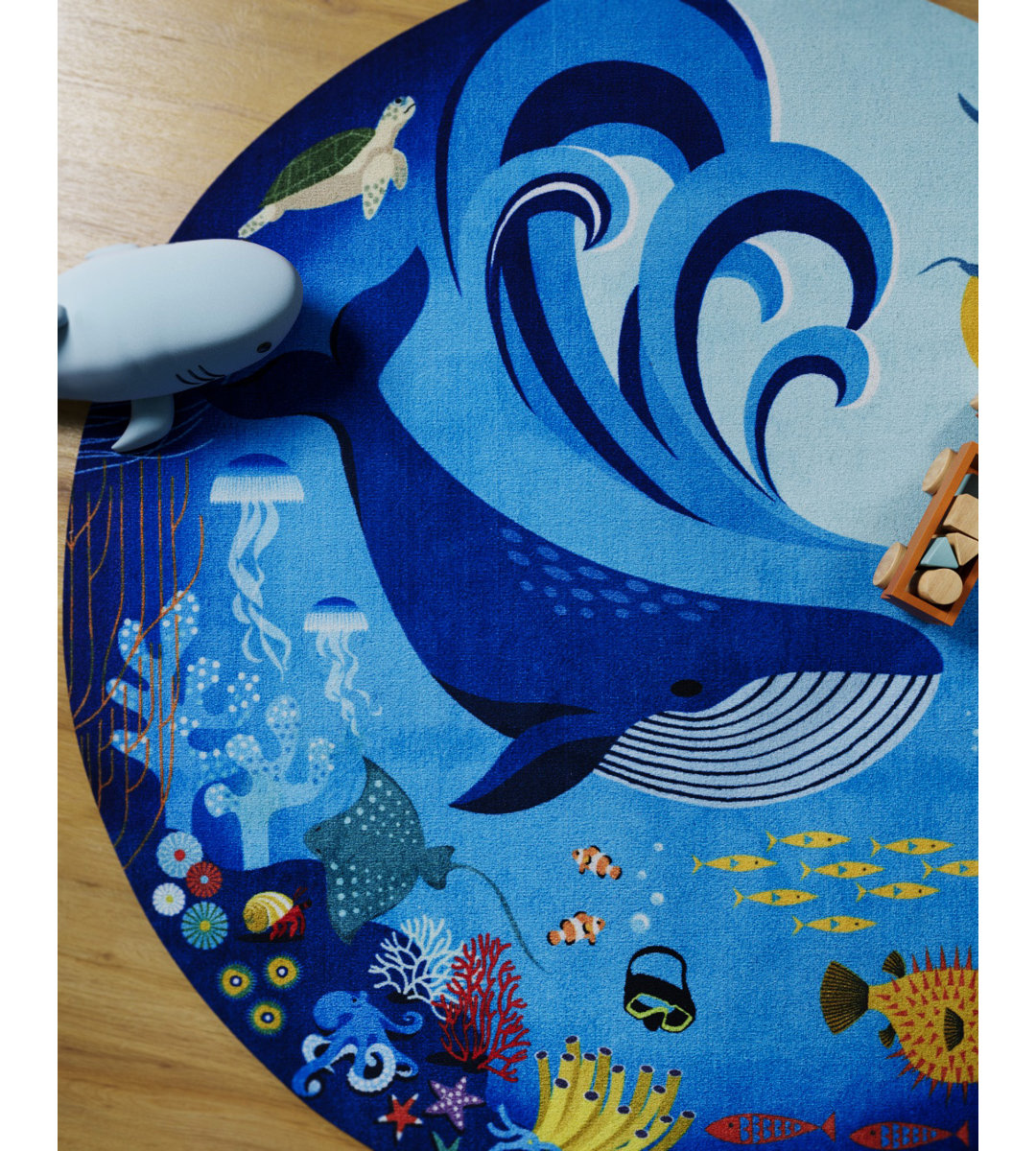 PlayGround rugs by Momeni Momeni Playground Ocean Blue Kid Rug Round ...