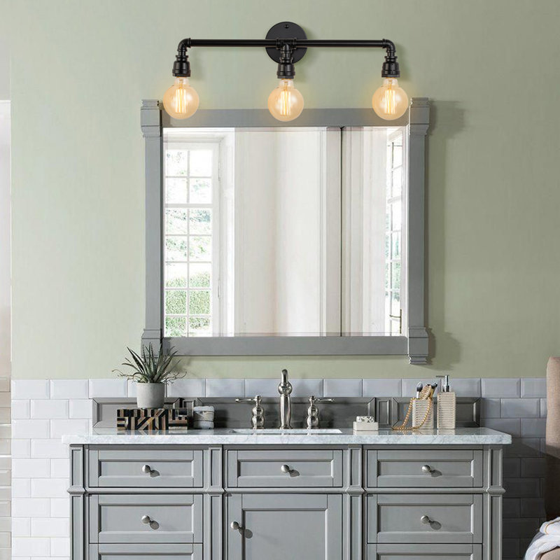 Williston Forge Jareal 3-Light Industrial Vanity Light | Wayfair
