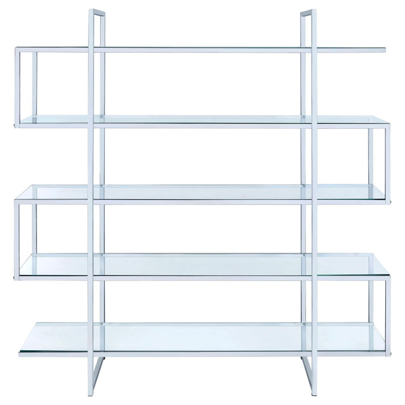 Brayden Studio® Elmer Clear/Chrome 5-Shelf Bookcase | Wayfair