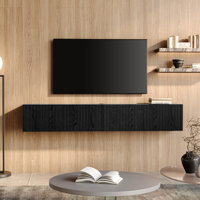 Ebern Designs Modern Black Floating TV Stand up to 90" TV Wall Mount ...