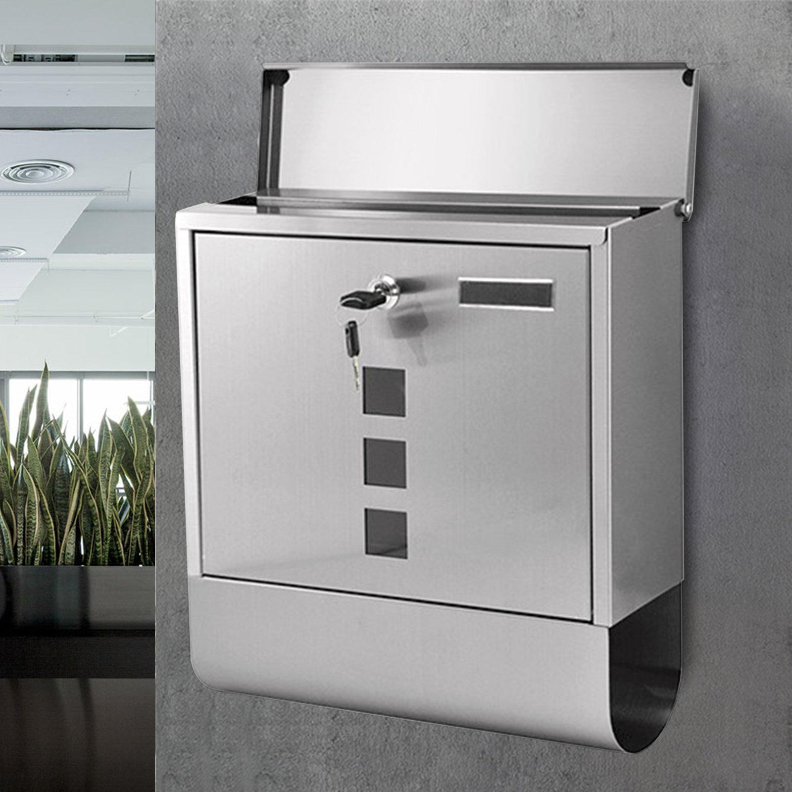 JOYDING 11.8" Steel Locking Mailbox Wall Mount Newspaper Letterbox with ...