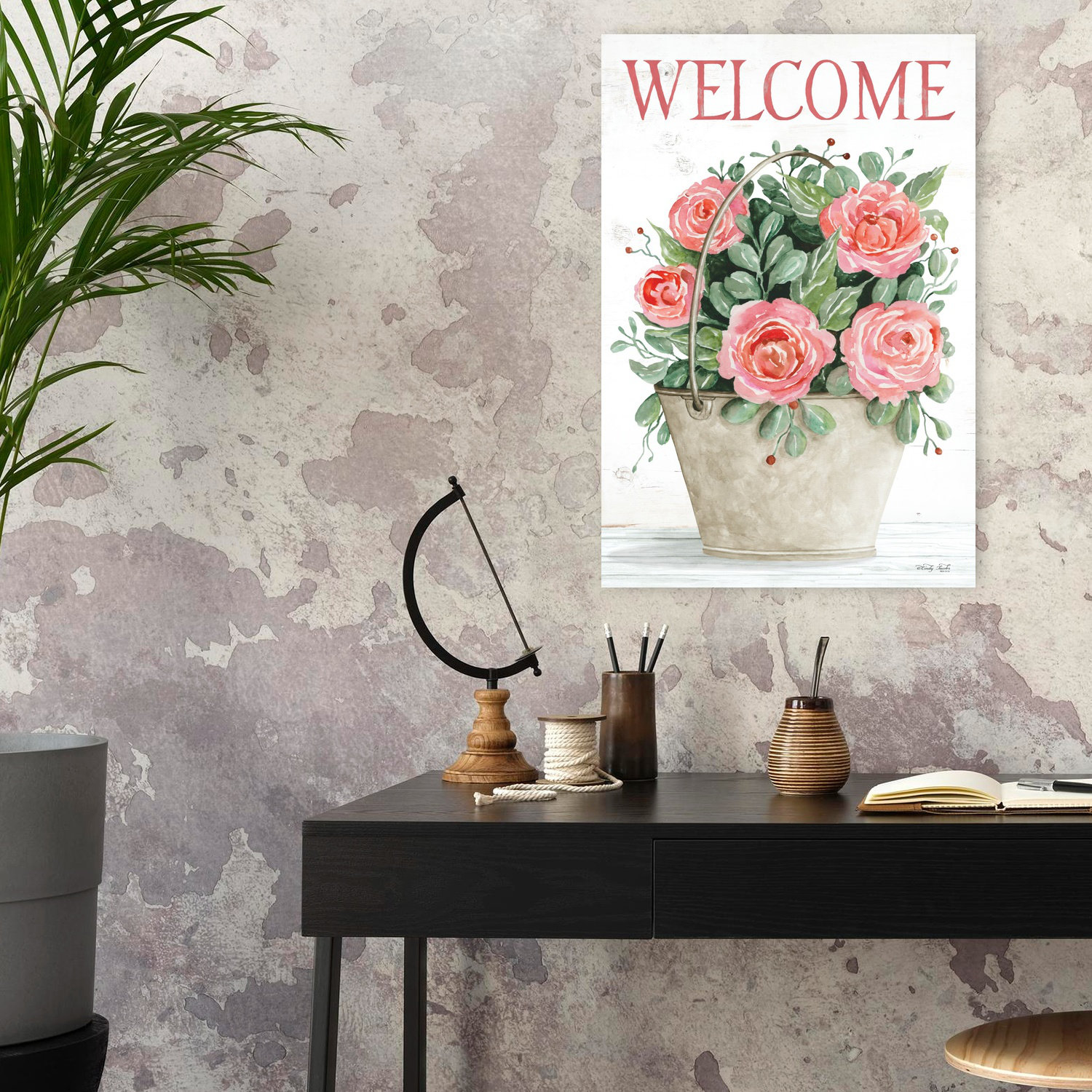 Ophelia & Co. Welcome Roses In Pail Contemporary Summer Flower Art ...
