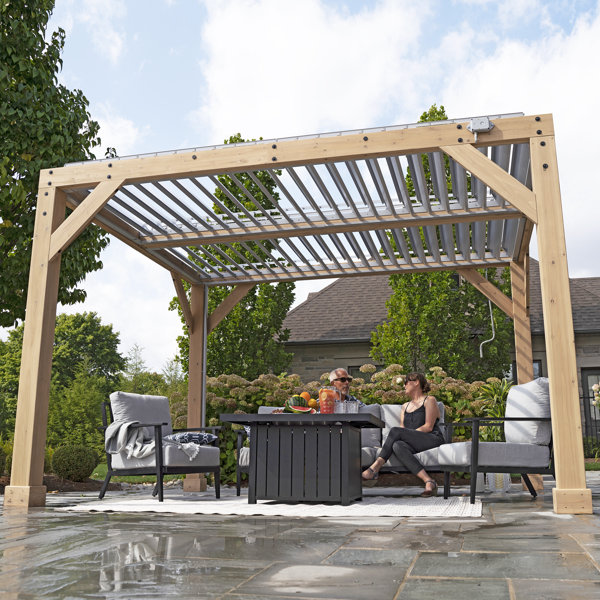Yardistry 10' x 12' Meridian Louvered Pergola Premium Cedar Wood ...