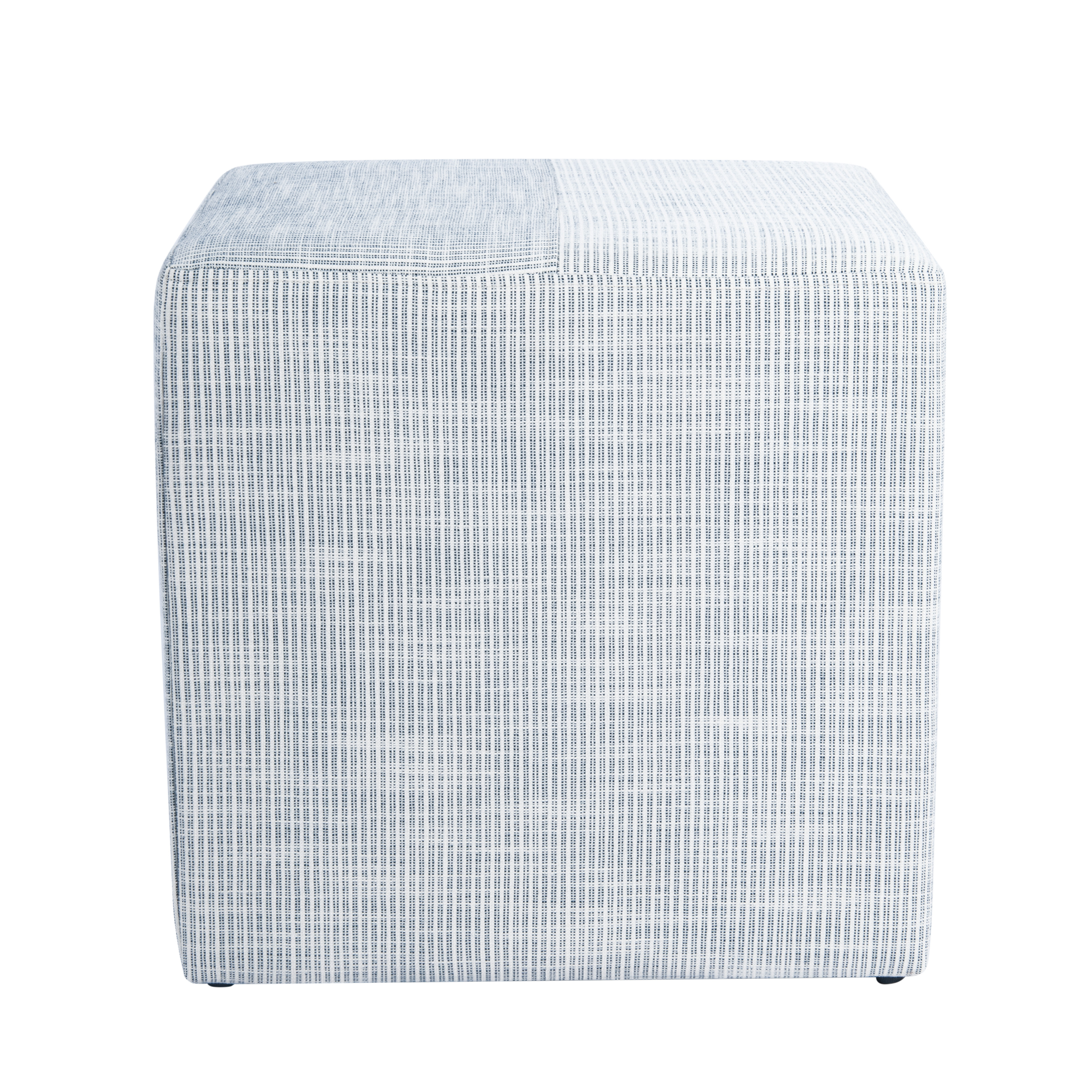 East Urban Home Soft Cube Ottoman - Blue Pinstripe Fabric & Reviews ...