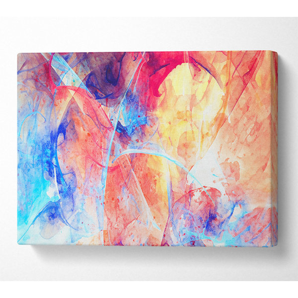 Metro Lane Swirls Of Blue And Peach - Wrapped Canvas Print | Wayfair.co.uk