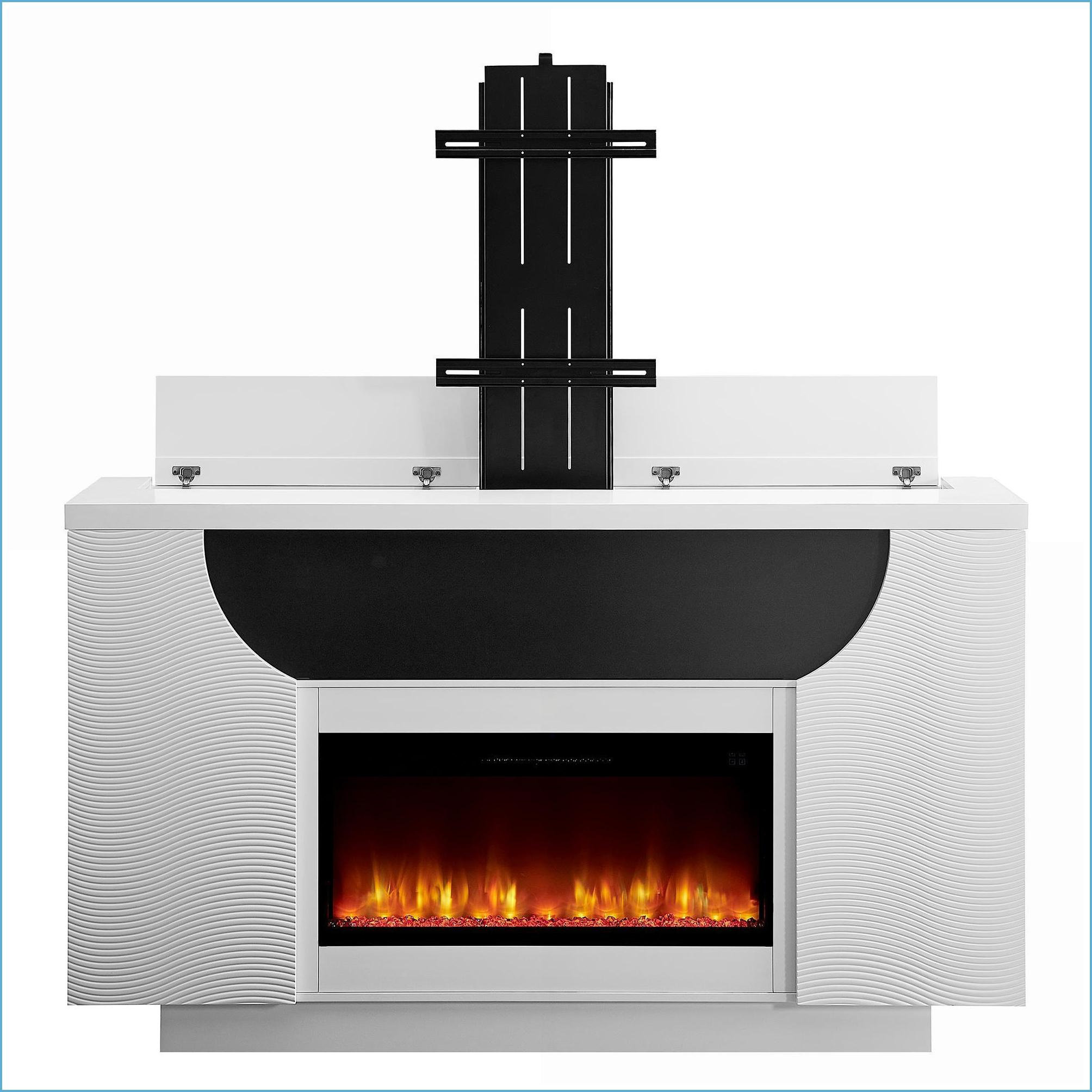 Symple Stuff Electric Fireplaces Snow White 76 Inch with TV Lift ...