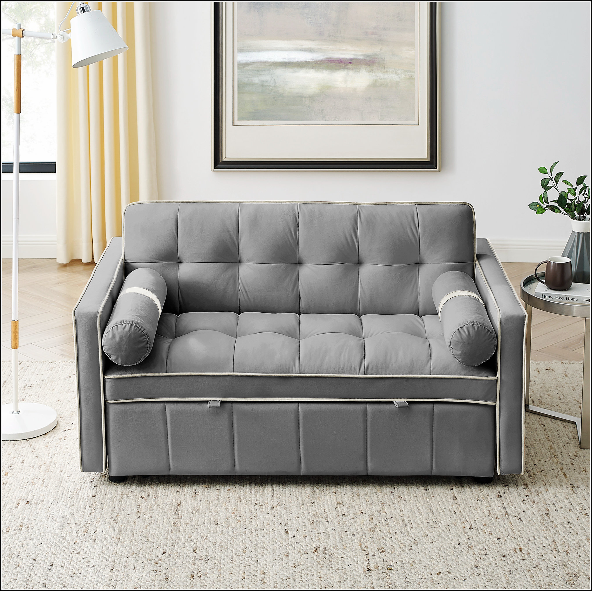 Ebern Designs 55.5" Pull Out Sleep Sofa Bed 2 Seater Loveseats Sofa ...