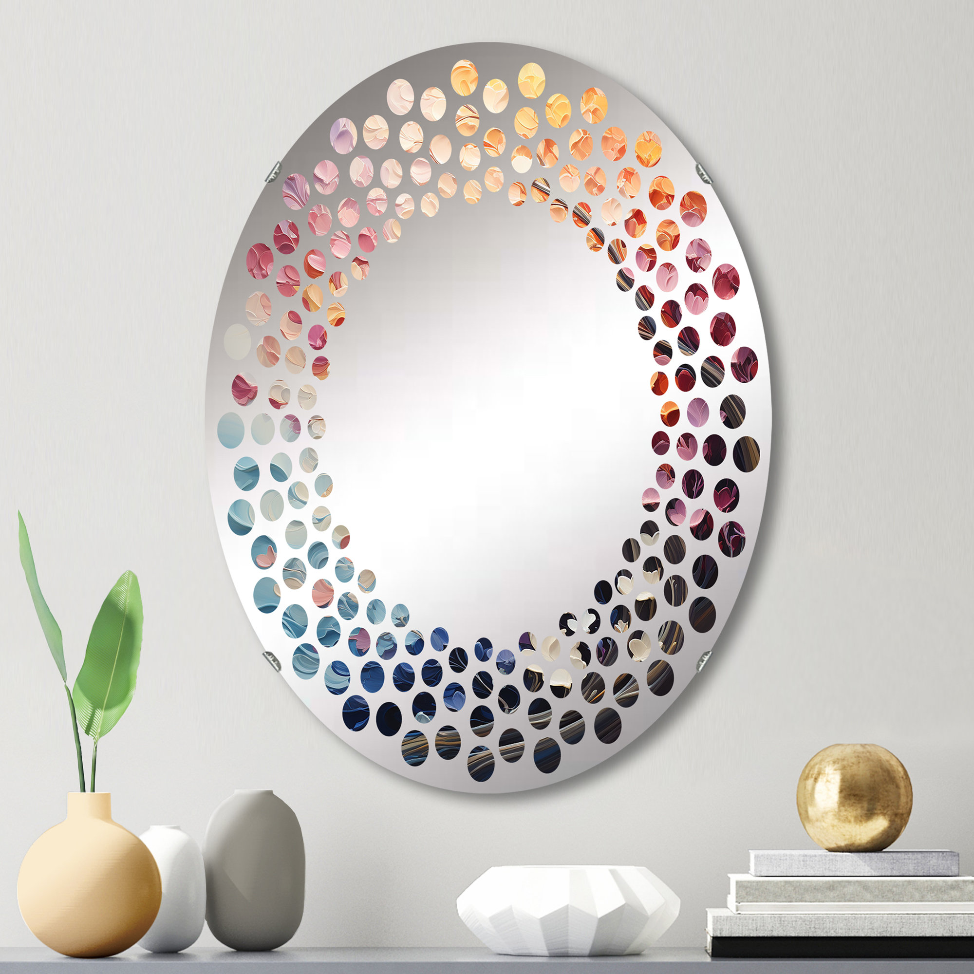 Design Art Rainbow Reverie Tranquility Tree - Polka Dot Wall Mirror ...