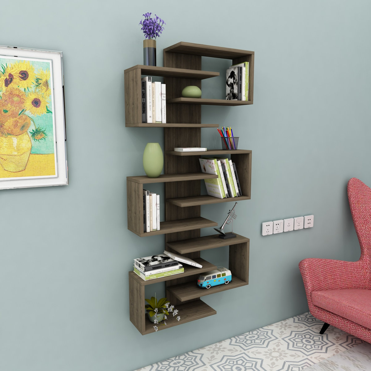 East Urban Home Lizabeth 63.5" H x 29.53" W Floating Bookcase & Reviews ...