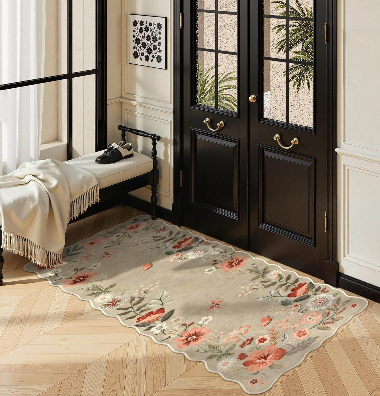 August Grove® Floral Machine Washable Rug,2X4 | Wayfair