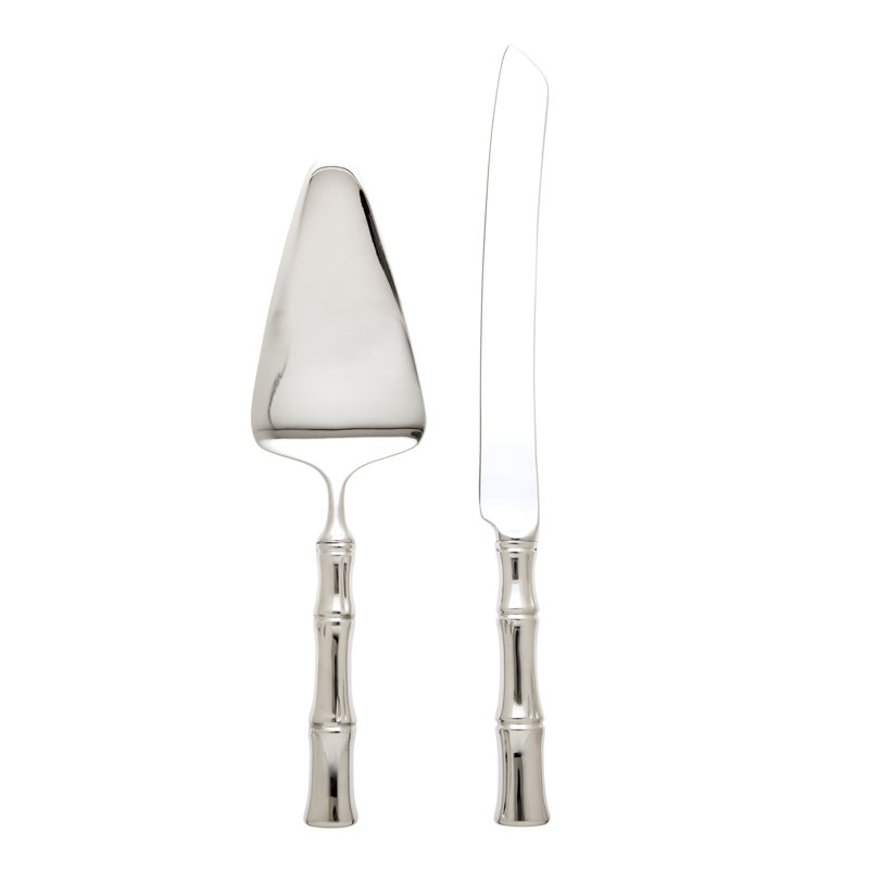 Godinger Silver Art Co Bamboo 18/10 Stainless Steel Cake Server Set ...
