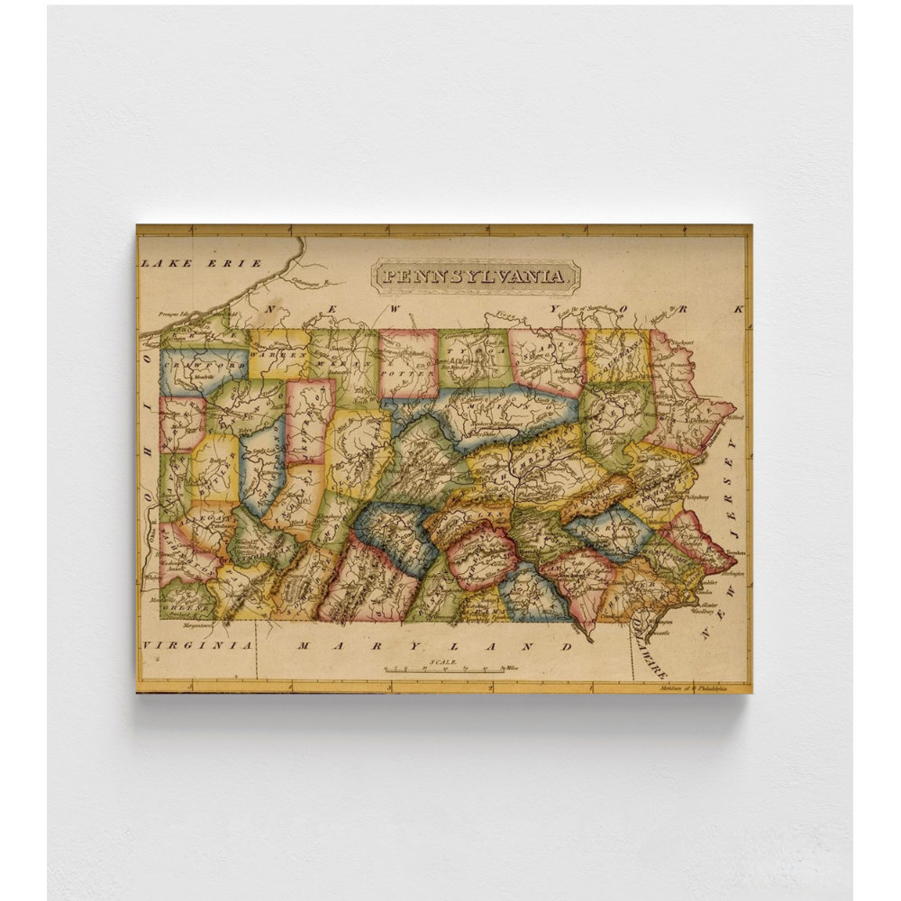 WeFrameArt Pennsylvania 1817, Penn State Map Print, Old Pennsylvaia Map ...